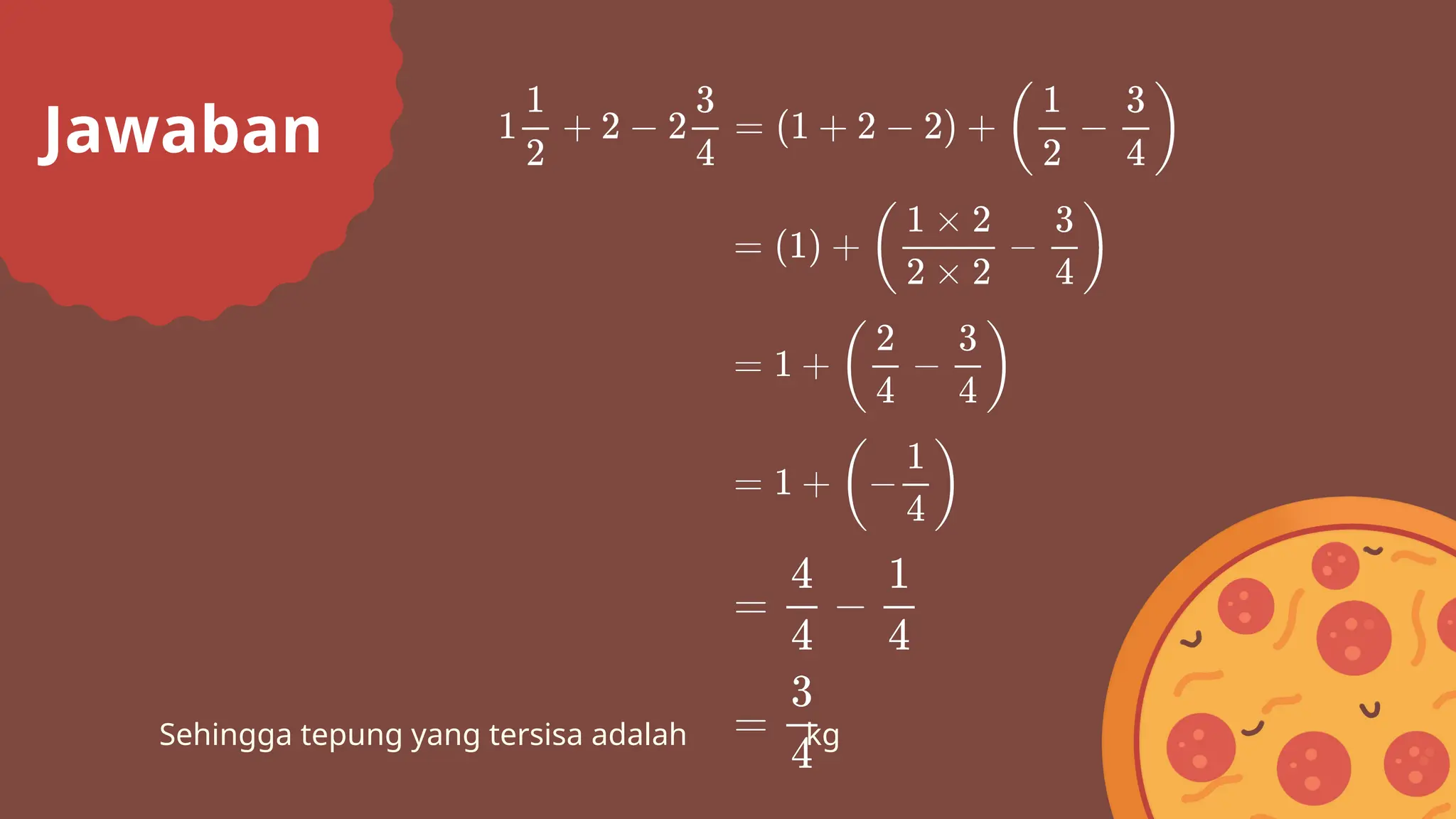 Operasi Hitung Bilangan Pecahan Presentasi Merah Kuning Krem Gaya ...