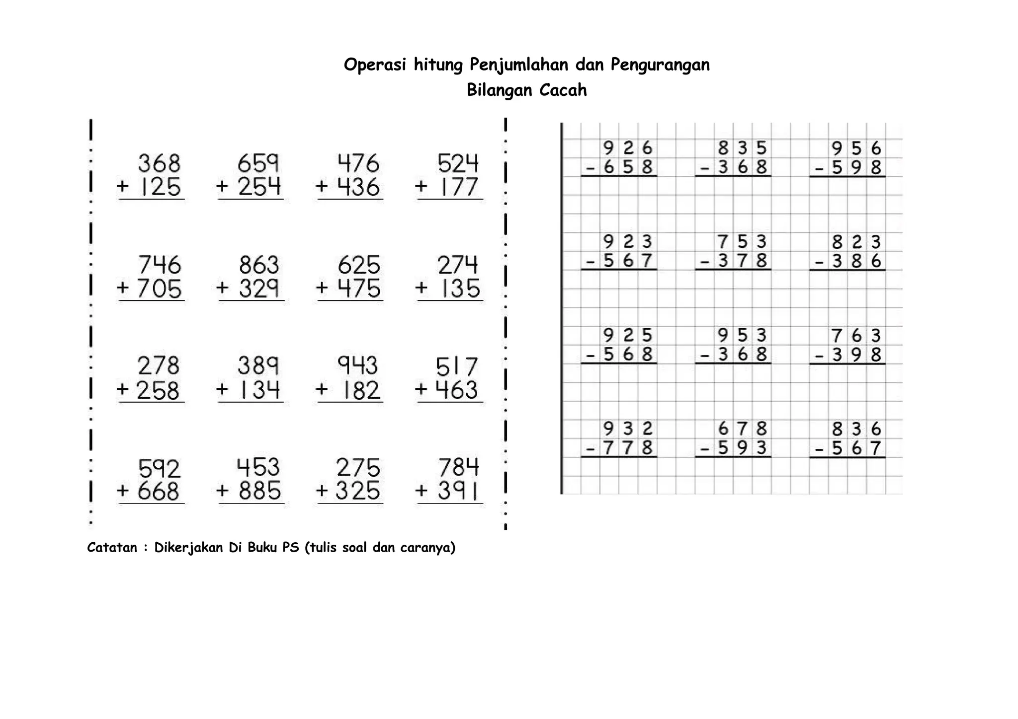 Operasi hitung Penjumlahan dan Pengurangan.docx Operasi hitung Penjumlahan dan Pengurangan.docx