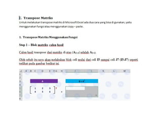 Materi kuliah Operasi Matriks menggunakan ms.XL.pptx