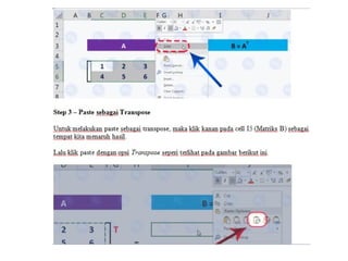 Materi kuliah Operasi Matriks menggunakan ms.XL.pptx