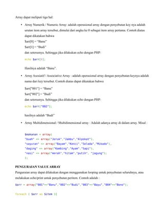 Operasional array PHP | PDF