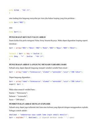 Operasional array PHP | PDF