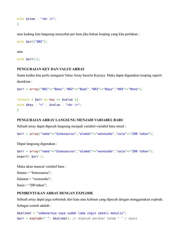 Operasional array PHP | PDF