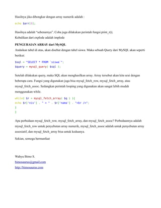 Operasional array PHP | PDF