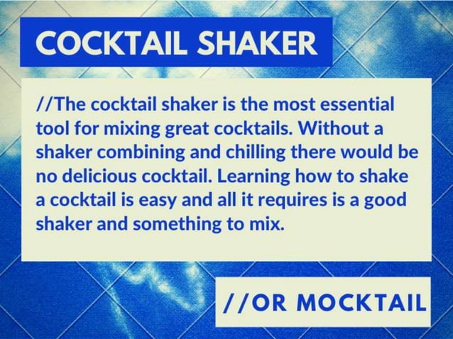 how to shake mocktail | PPTX | Alcoholic Beverages | Food & Drink