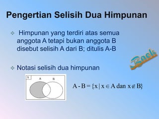 Operasi operasi himpunan | PPTX