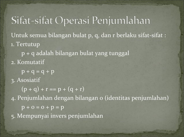 Operasi pada bilangan bulat | PPT