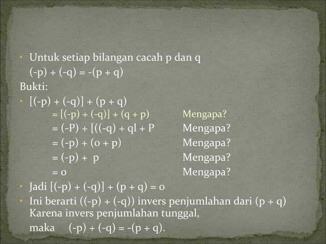 Operasi pada bilangan bulat | PPT