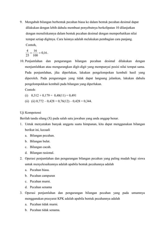 Operasi pada bilangan_pecahan | PDF