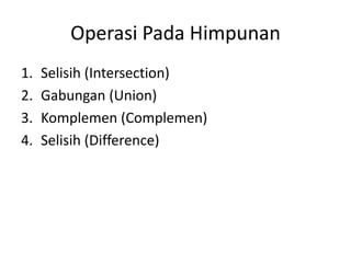 Operasi pada Himpunan untuk Siswa SMP Kelas VII | PPTX