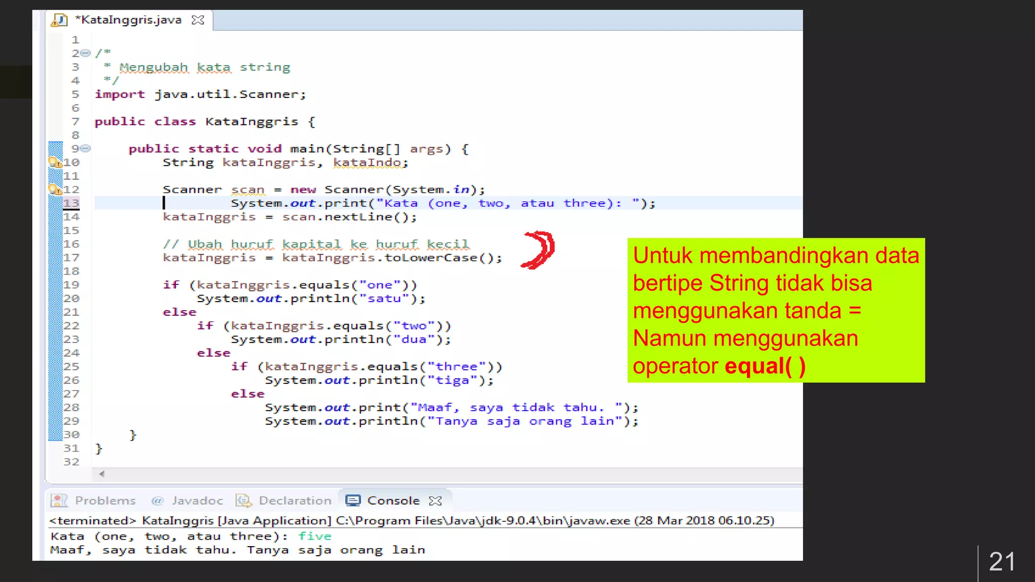 Operasi seleksi pada java | PPTX