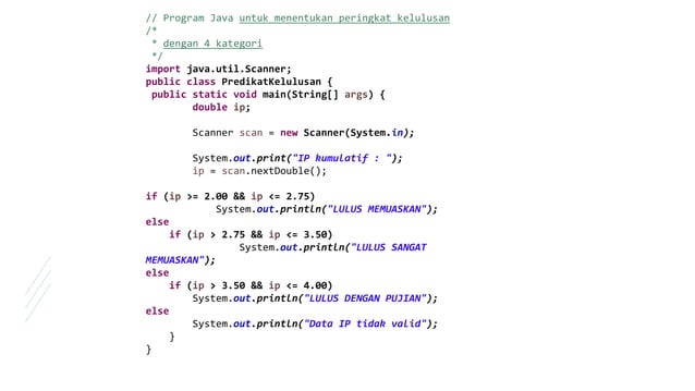Operasi seleksi pada java | PPTX