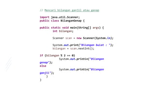 Operasi seleksi pada java | PPTX