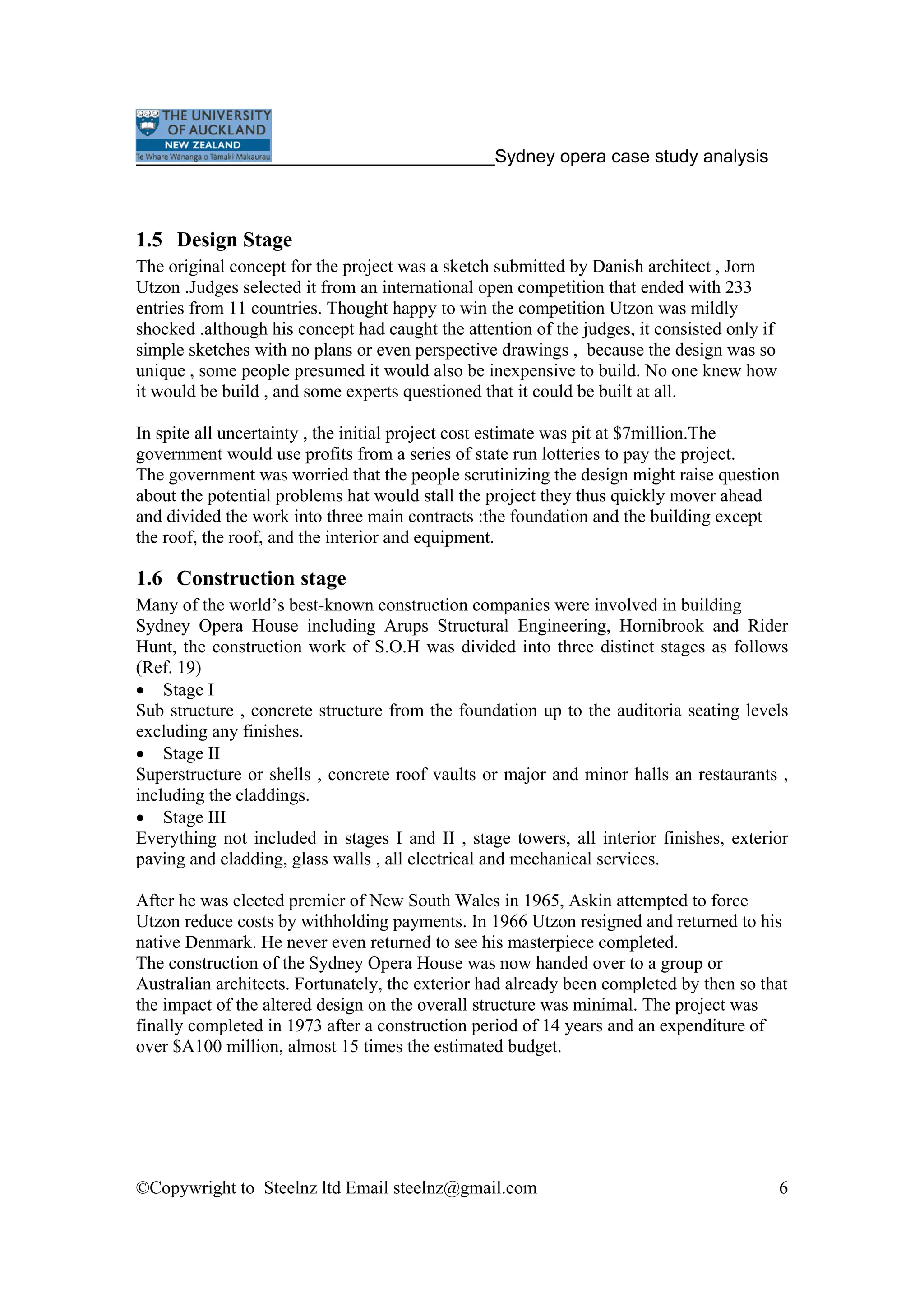 Opera sydney case study analysis | PDF