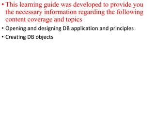 Operate Database Applicationitss level2.pptx | Databases | Computer Software and Applications