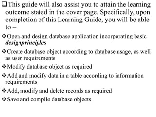 Operate Database Applicationitss level2.pptx | Databases | Computer Software and Applications