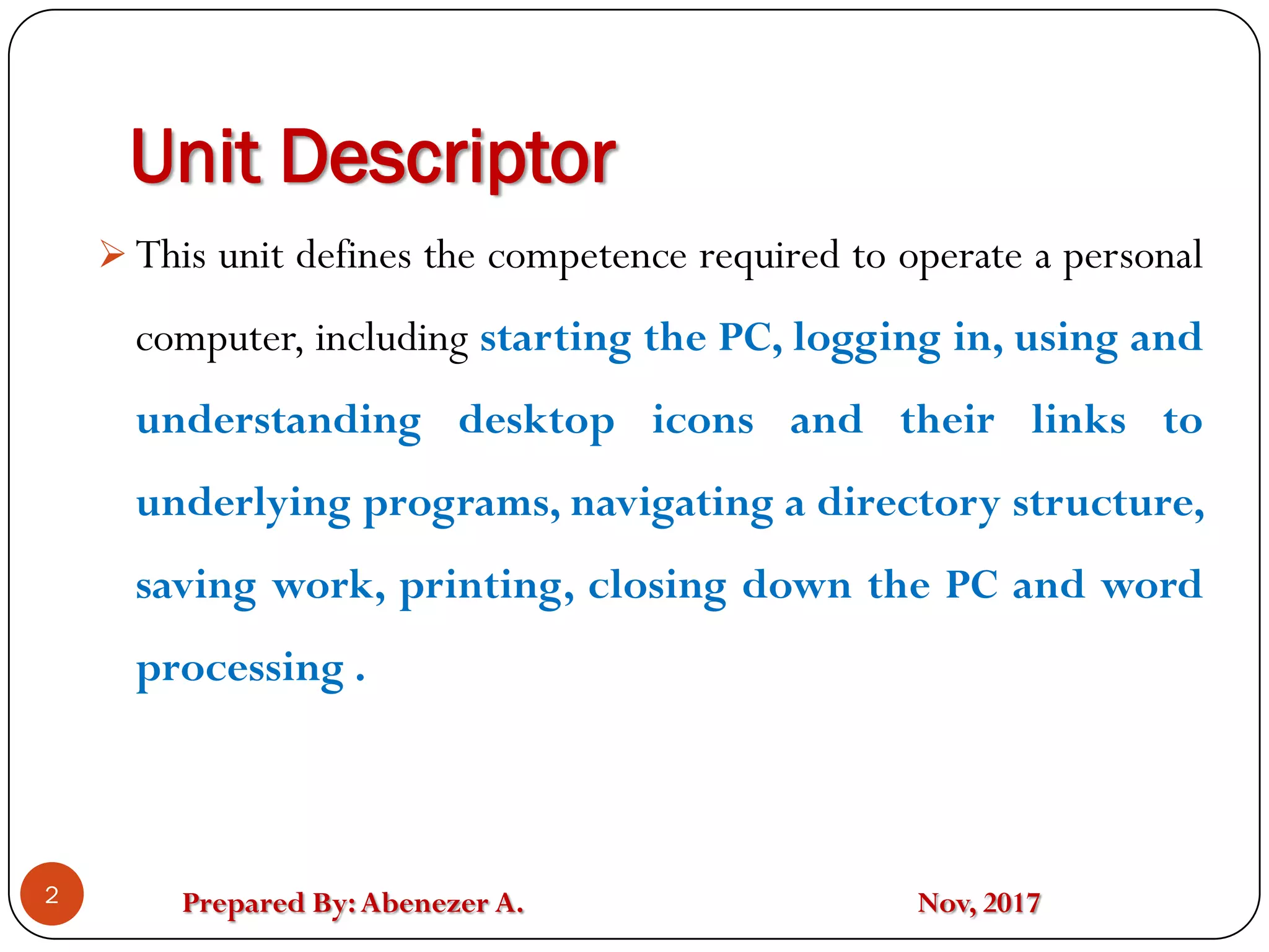 Operate personal computer | PDF