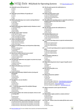 Operating Systems MCQ Bank from mcqSets.com | Operating Systems | Computer Software and Applications