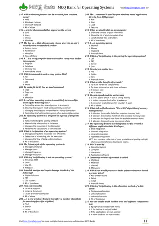 Operating Systems MCQ Bank from mcqSets.com | Operating Systems | Computer Software and Applications