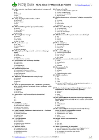 Operating Systems MCQ Bank from mcqSets.com | Operating Systems | Computer Software and Applications