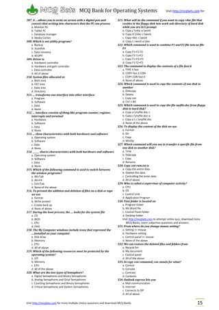 Operating Systems MCQ Bank from mcqSets.com | Operating Systems | Computer Software and Applications