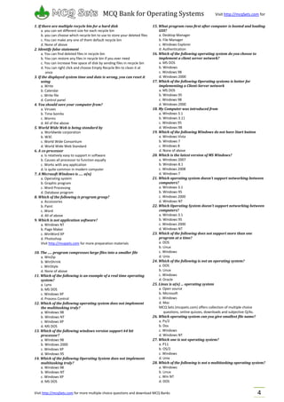 Operating Systems MCQ Bank from mcqSets.com | Operating Systems | Computer Software and Applications