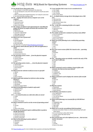 Operating Systems MCQ Bank from mcqSets.com | Operating Systems ...