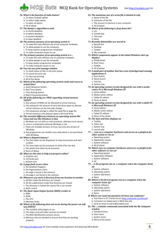 Operating Systems MCQ Bank from mcqSets.com | Operating Systems | Computer Software and Applications