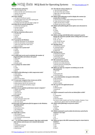 Operating Systems MCQ Bank from mcqSets.com | Operating Systems | Computer Software and Applications