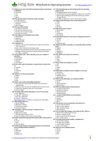 Operating Systems MCQ Bank from mcqSets.com | Operating Systems | Computer Software and Applications