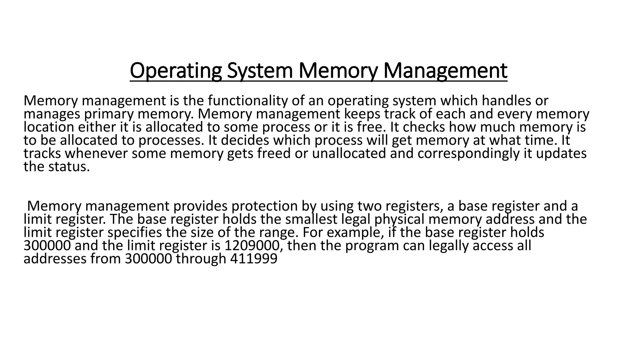 Operating system memory management | PPTX