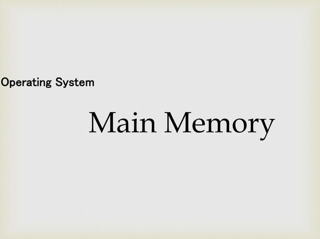 Main Memory | PPT