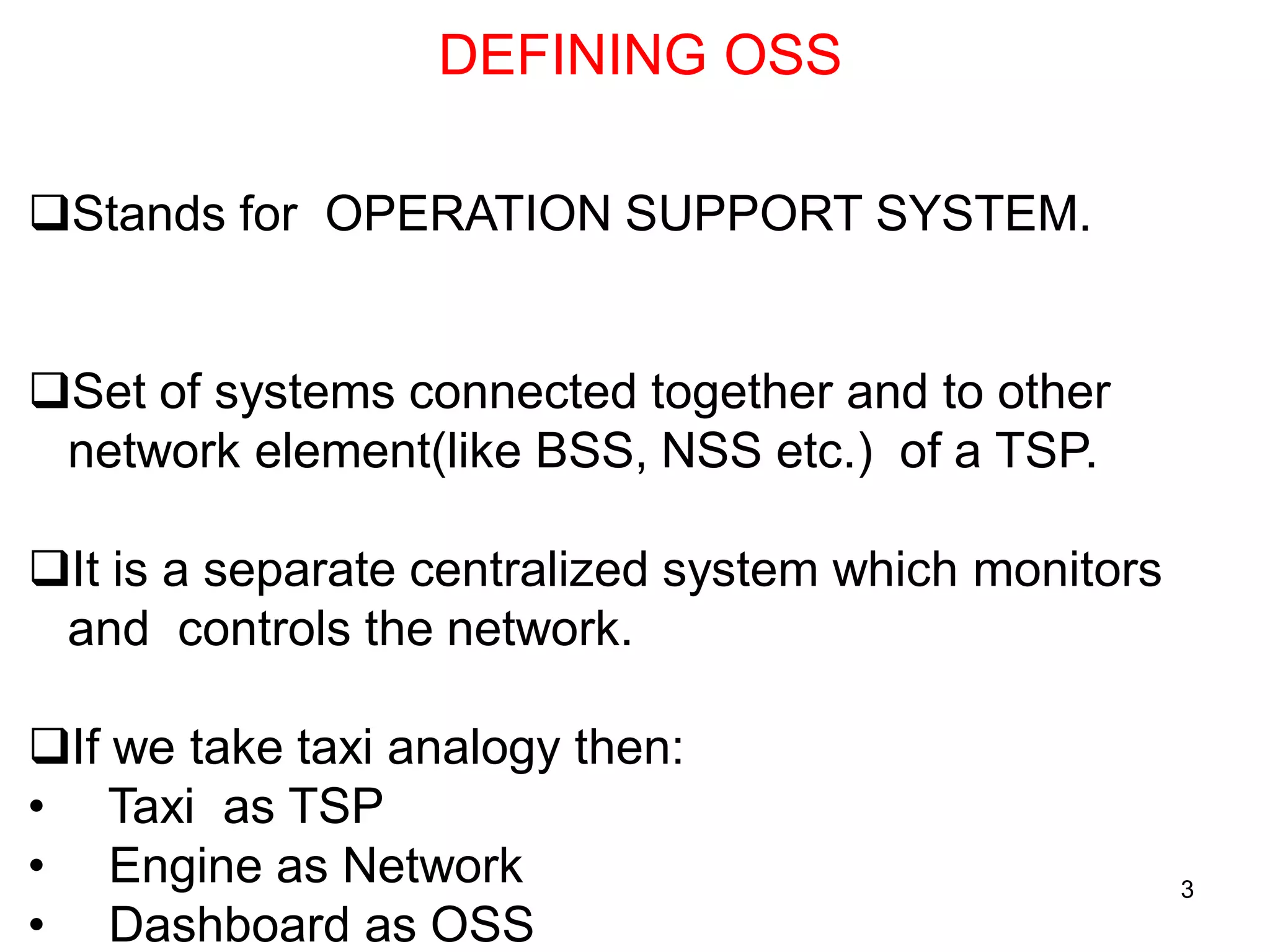 Operating support subsystem (oss) presentation | PDF