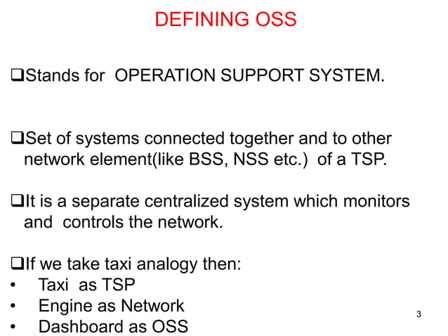 Operating support subsystem (oss) presentation | PDF