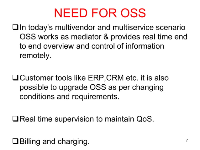Operating support subsystem (oss) presentation | PDF