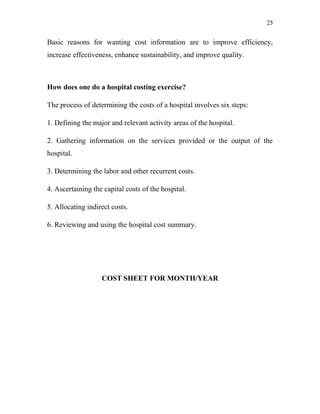 Operating costing m.com part 1 project | DOC