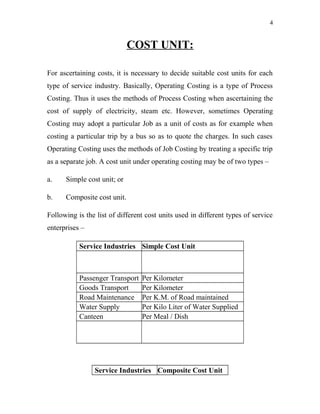 Operating costing m.com part 1 project | DOC