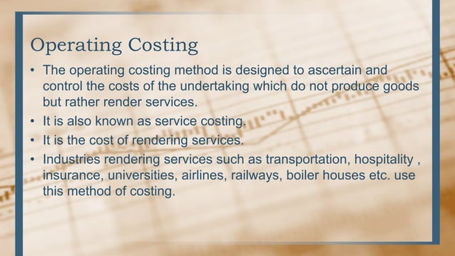 Operating costing | PPTX | Business | Business and Finance