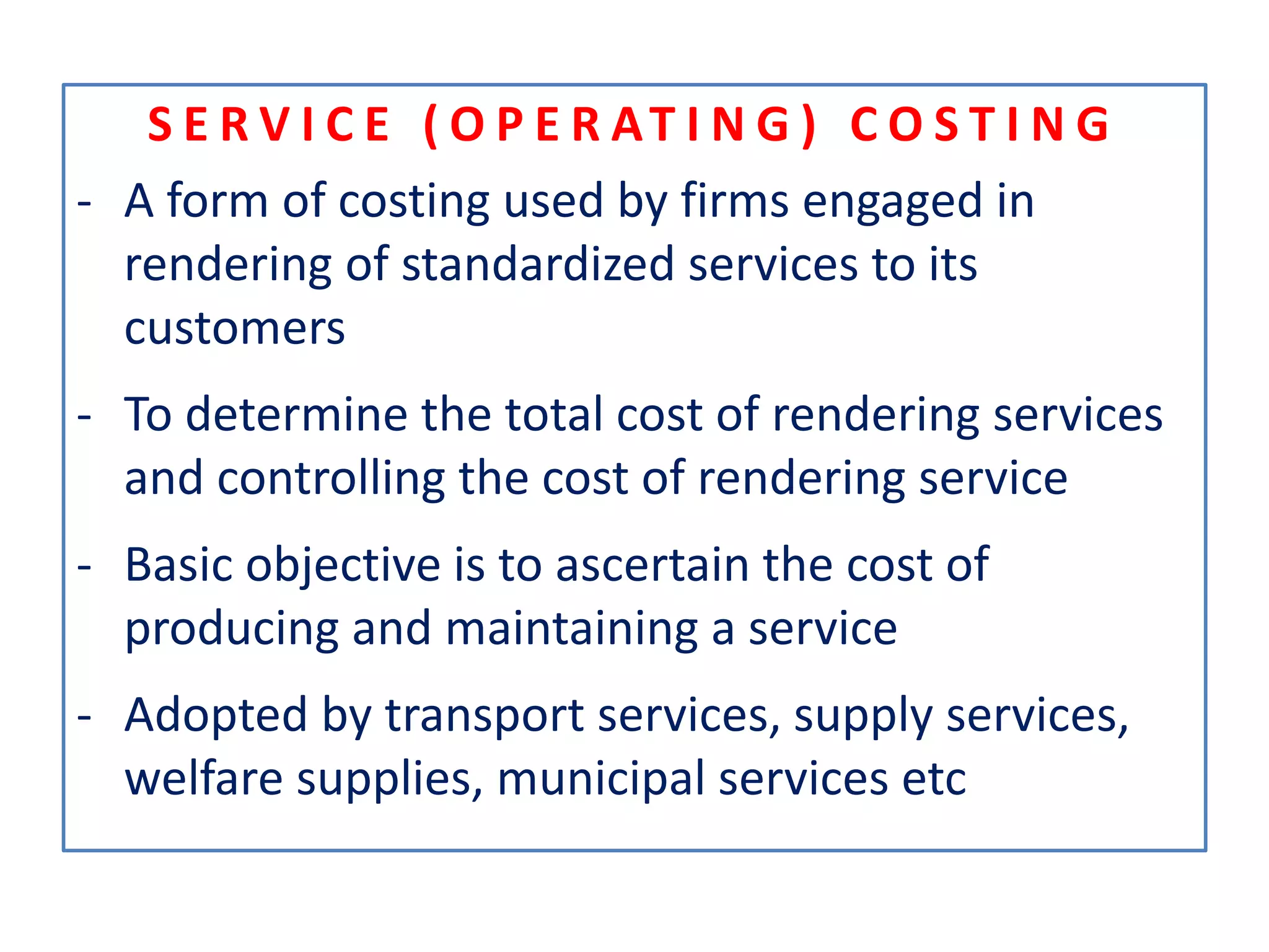 Operating costing & service costing | PPTX