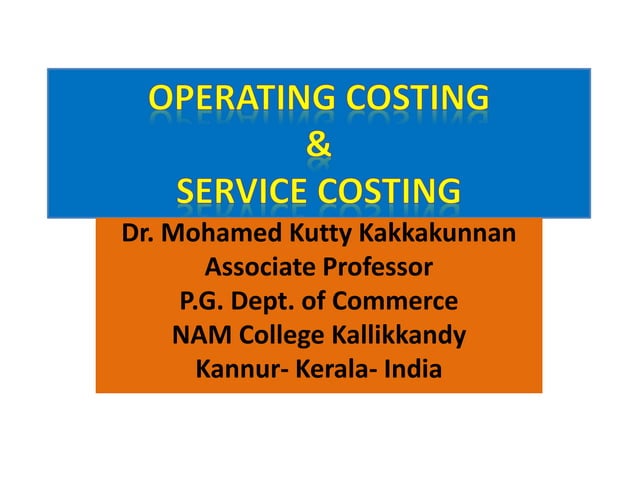 Operating costing & service costing | PPTX