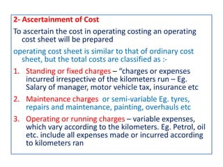 Operating costing & service costing | PPTX