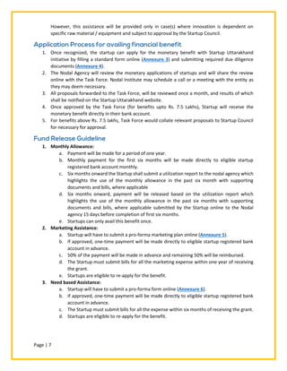 Operating guidline for startup uttarakhand | PDF