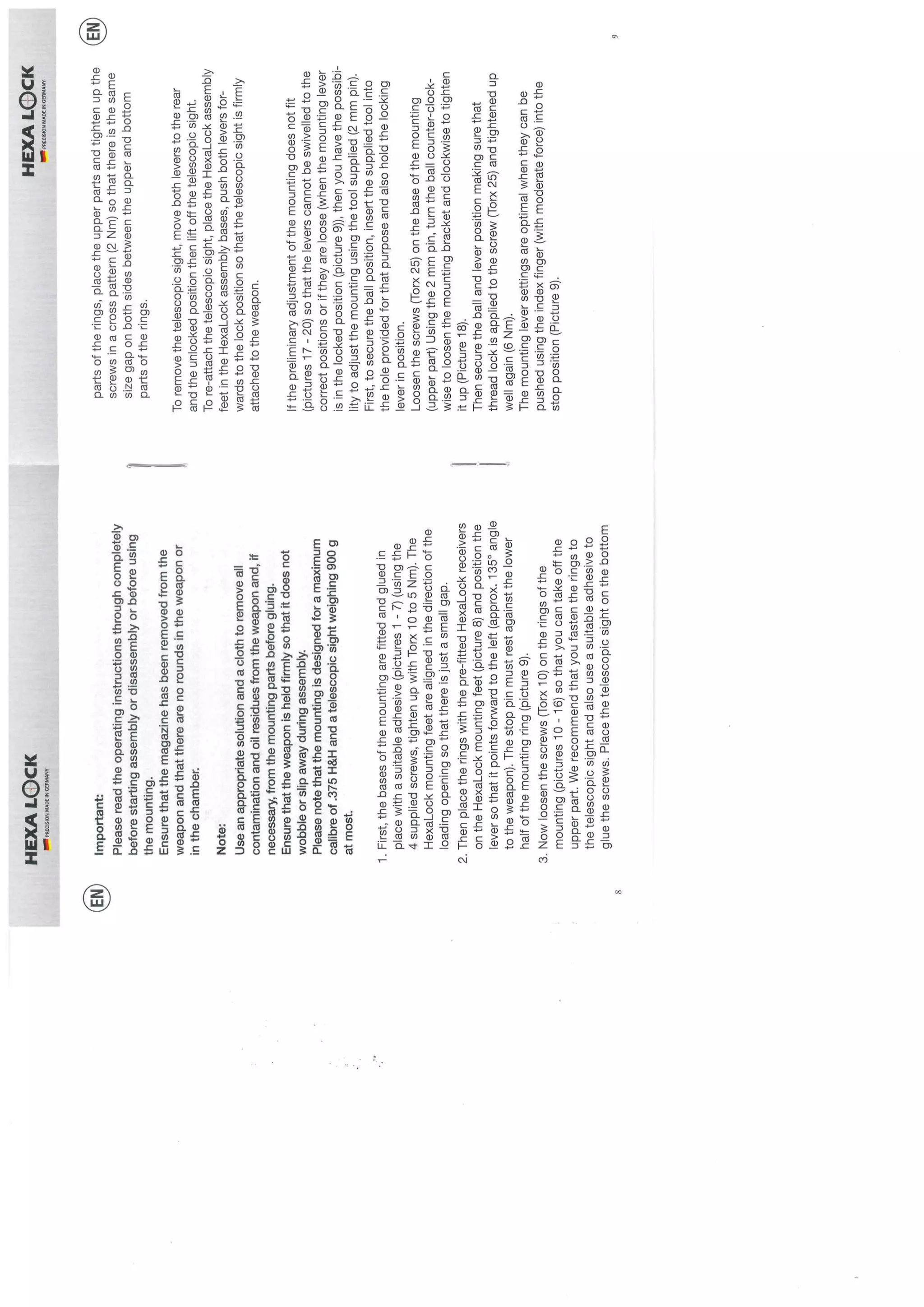 Operating instructions sauer qd hexalock mount 30mm | PDF