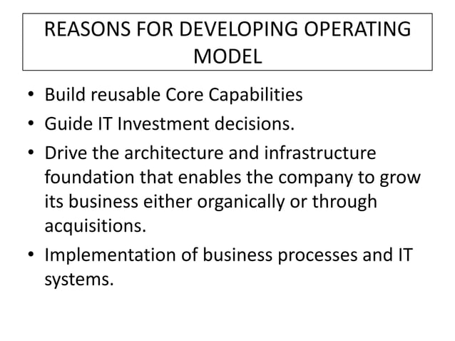 Operating Model | PPTX | Business Administration | Business