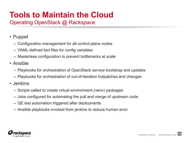 Operating OpenStack - Case Study in the Rackspace Cloud | PPTX | IT and Internet Support | Internet