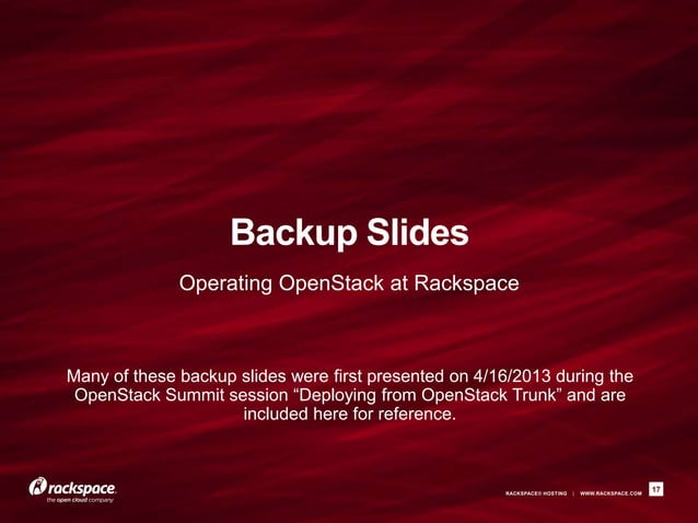 Operating OpenStack - Case Study in the Rackspace Cloud | PPT