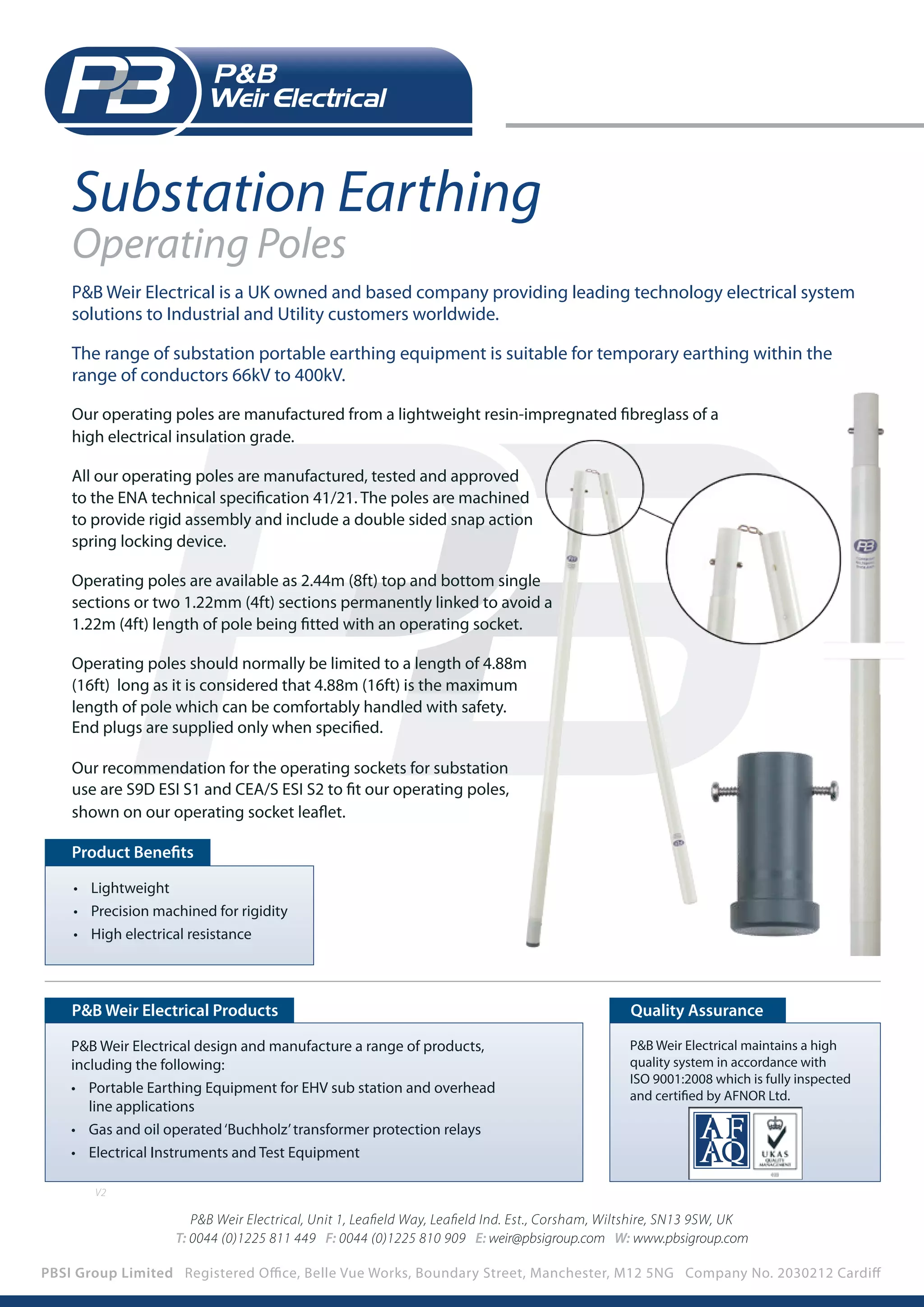 Operating Poles - PB Weir Substation Earthing Operating Poles High ...