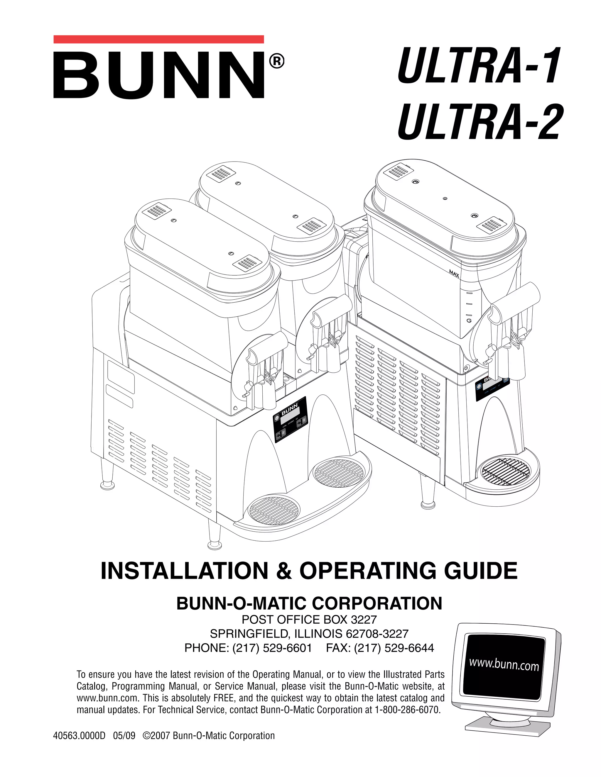 BUNN Ultra 2 Slush Machine - Operating Service | PDF
