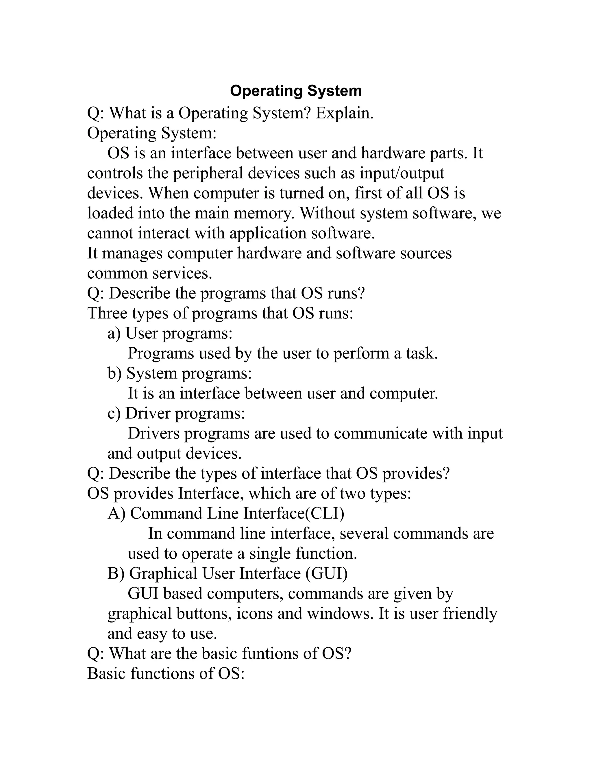 Operating system | DOC | Operating Systems | Computer Software and ...