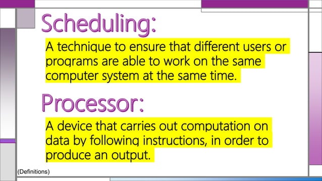 Operating System (Scheduling, Input and Output Management, Memory Management, Virtual Memory and ...